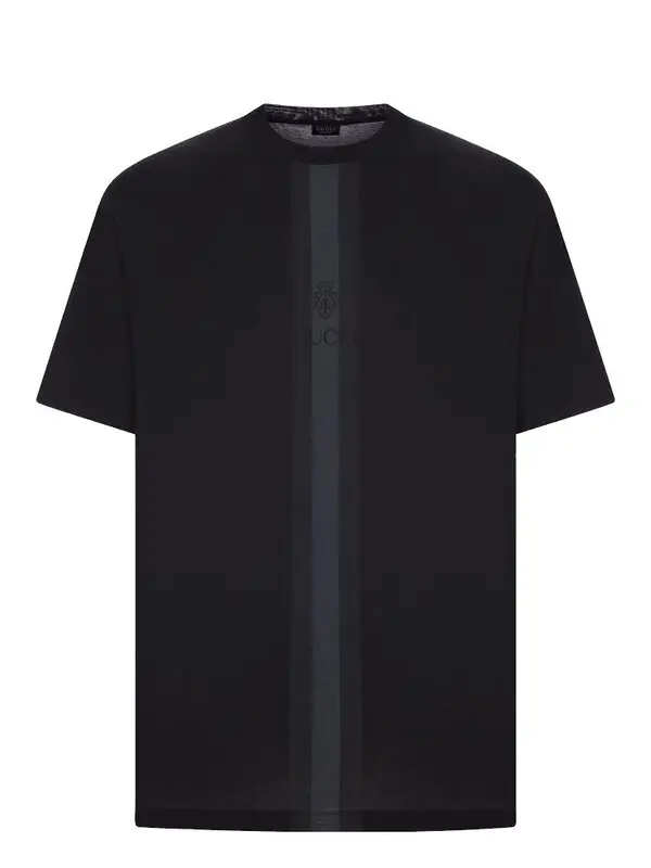 Gucci Cotton T-shirt With Tonal Web Stripe - Black