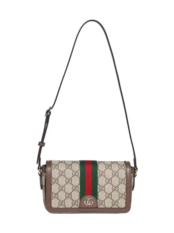 Gucci Beige And Dark Brown Ophidia Mini Shoulder Bag - Multicolor