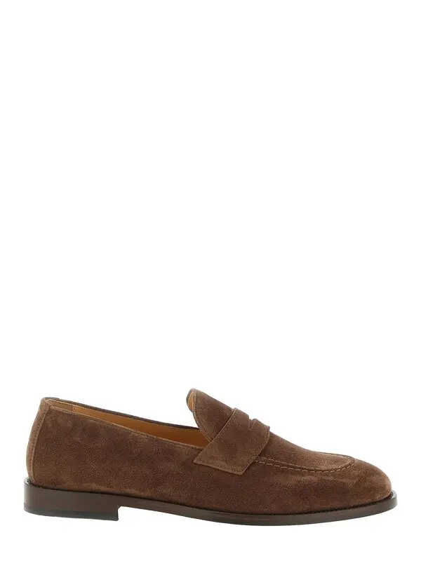 Brunello Cucinelli Suede Penny Loafers - Brown