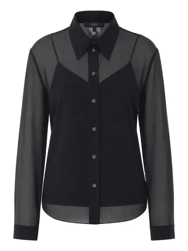 Gucci Stretch Silk Chiffon Shirt - Black
