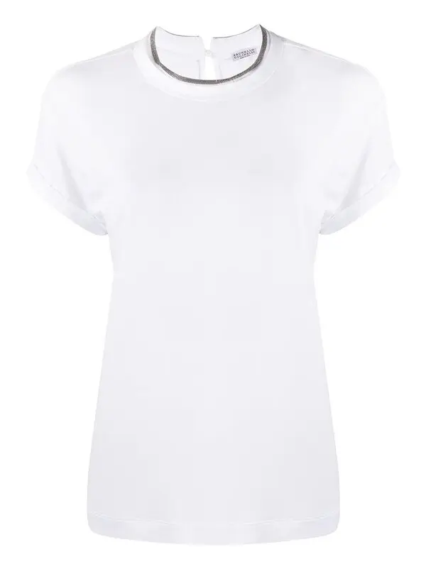Brunello Cucinelli Monili Collar Cotton T-shirt - Multicolor