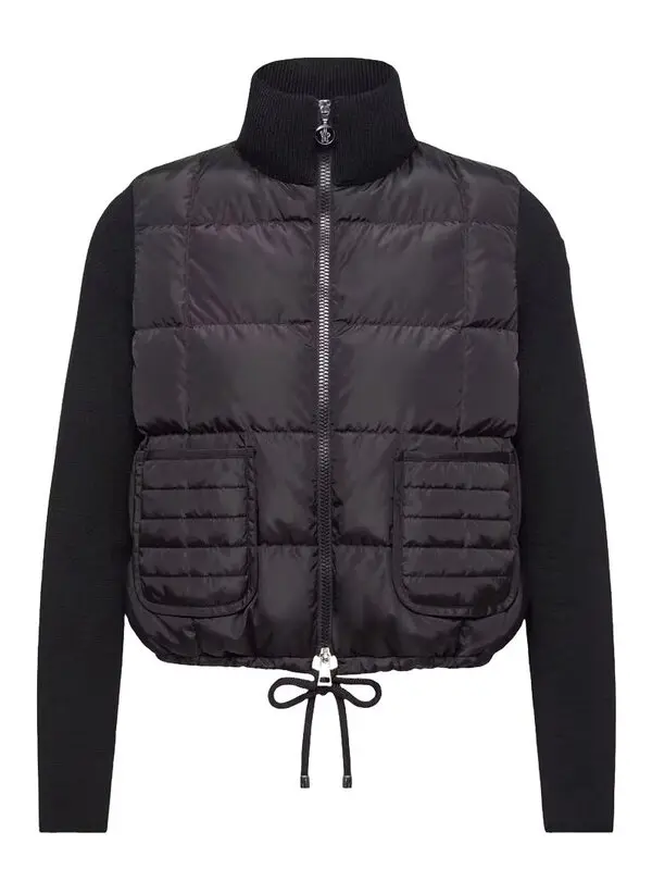Moncler Padded Wool Zip-up Cardigan - Black