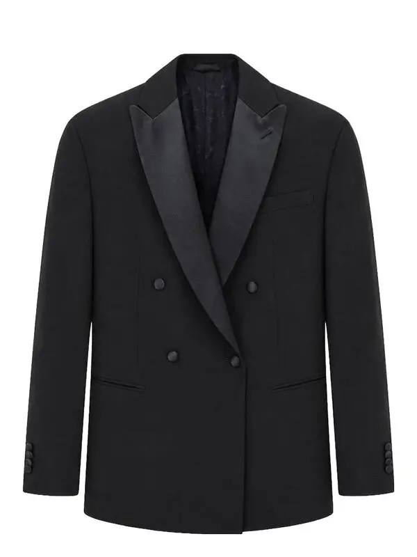 Giorgio Armani Giorgio`s Virgin Wool Crepe Blazer - Black