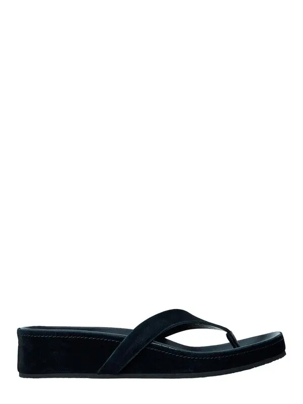 Phoebe Philo Leather Round Flip Flop - Black