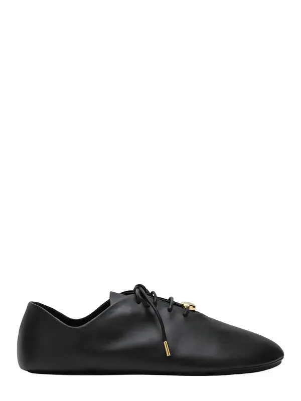 Loewe Pebble Soft Lace-up Shoes In Calf Nappa Leather - Black