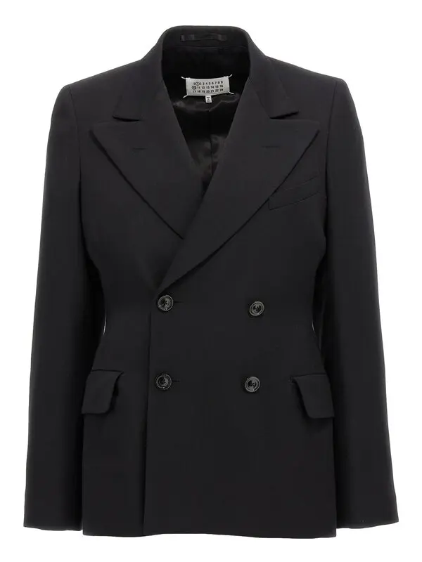 MAISON MARGIELA Double-breasted Wool Blazer - Black