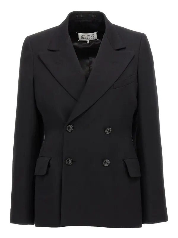 MAISON MARGIELA Double-breasted Wool Blazer - Black