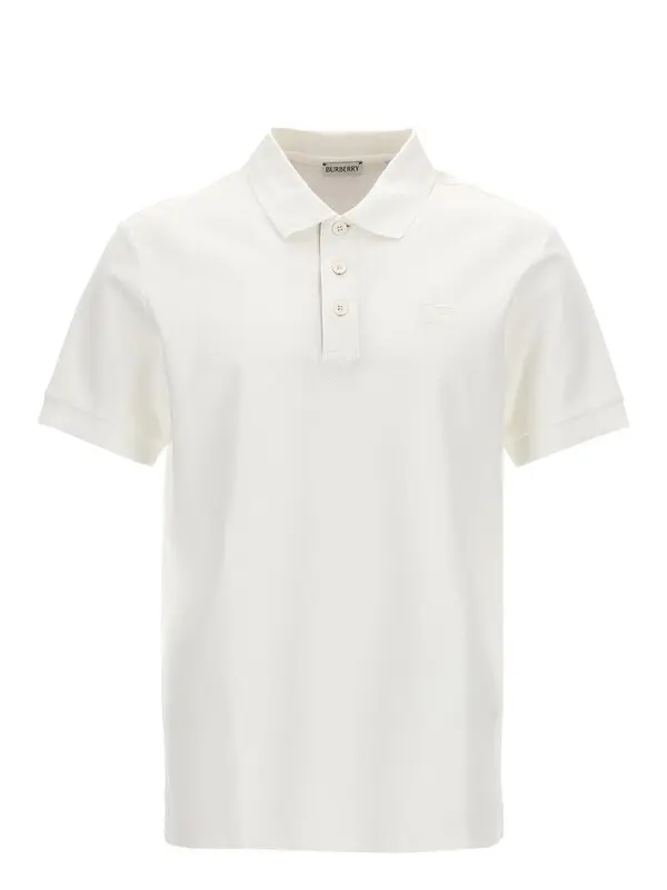 Burberry Logo Embroidery Polo Shirt - White