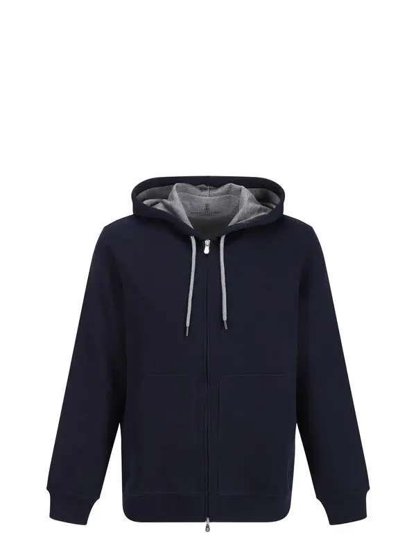 Brunello Cucinelli Monochrome Hoodie - Blue