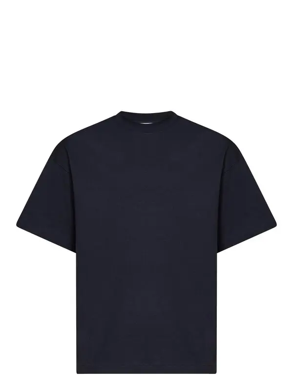 JIL SANDER Midnight Blue Cotton Boxy T-shirt With Logo - Multicolor