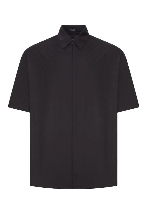Gucci Gg Cotton Poplin Zip Shirt - Brown