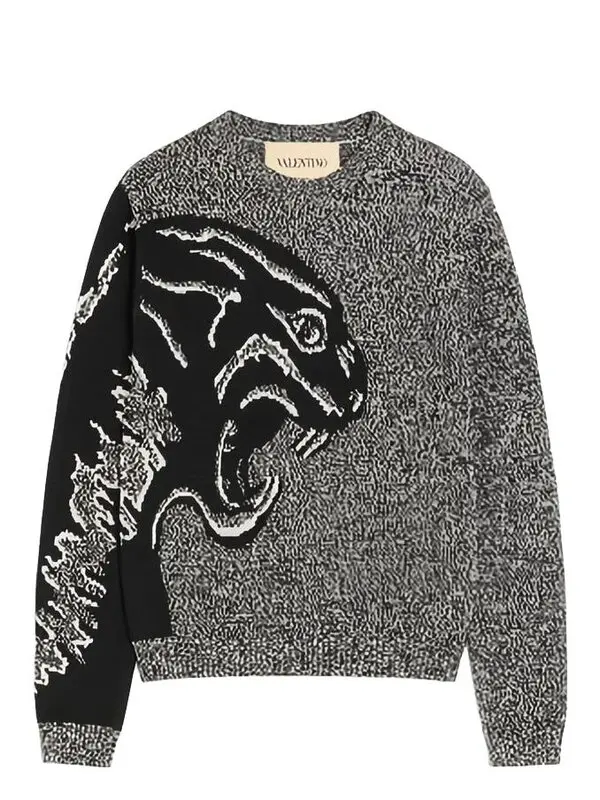 Valentino Garavani Panther Jacquard Sweater - Gray