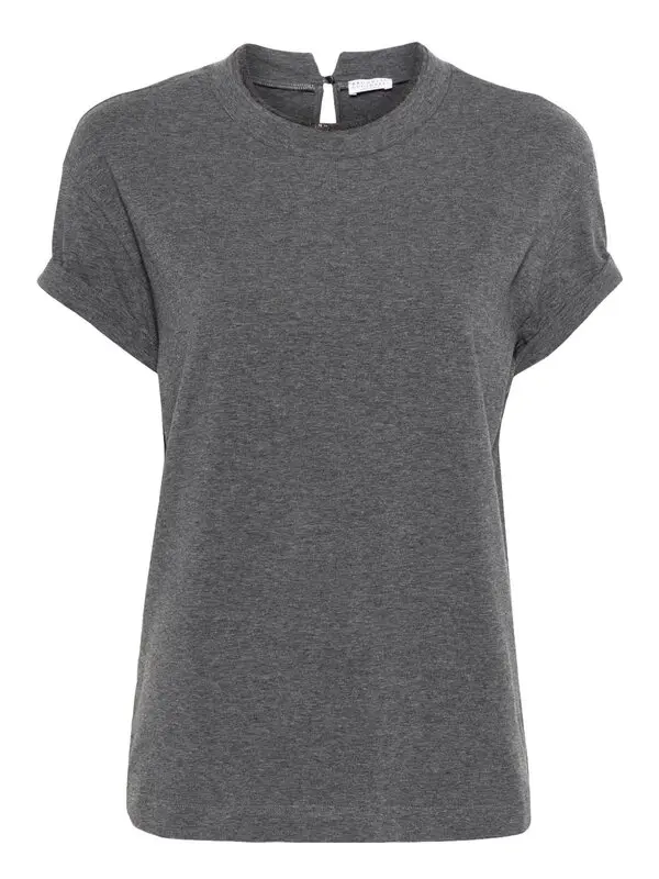 Brunello Cucinelli Monili Collar Cotton T-shirt - Multicolor