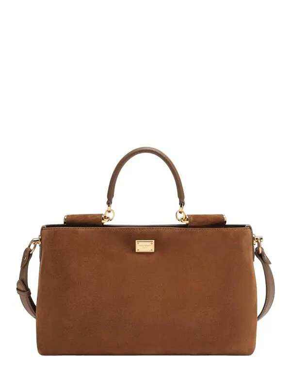 Dolce & Gabbana Medium Vittoria Suede Bag In Camel - Brown
