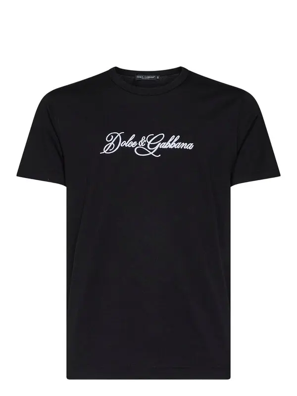 Dolce & Gabbana Black Cotton Jersey Embroidered T-shirt - Multicolor