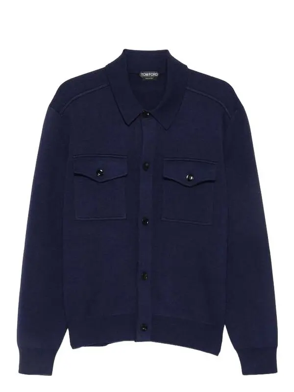 TOM FORD Wool Blend Shirt Jacket - Blue