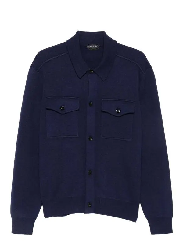 TOM FORD Wool Blend Shirt Jacket - Blue