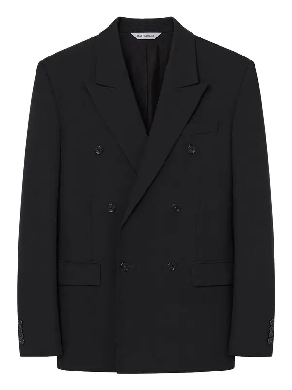 Balenciaga Double-breasted Tailored Wool Twill Jacket - Black