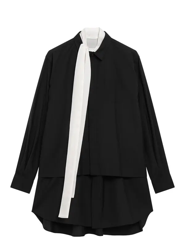 Sacai Wool-blend Mini Shirt Dress - Black