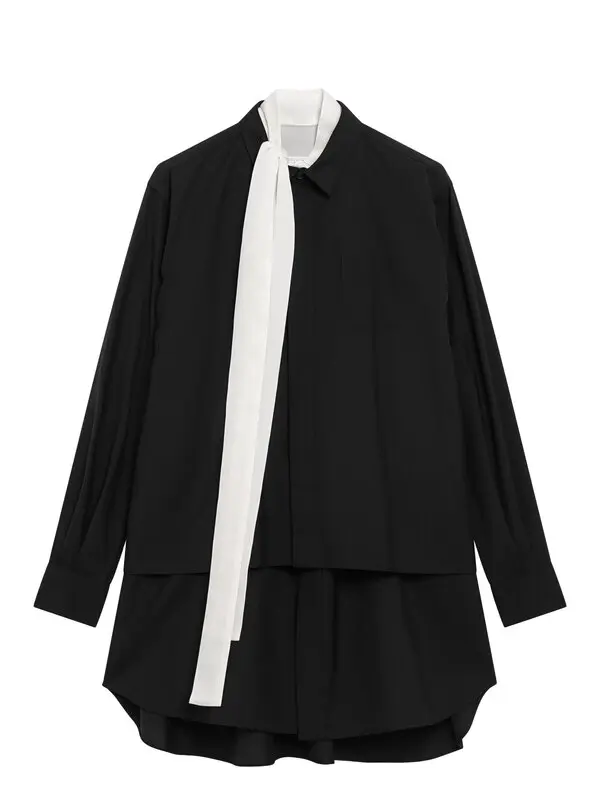 Sacai Wool-blend Mini Shirt Dress - Black