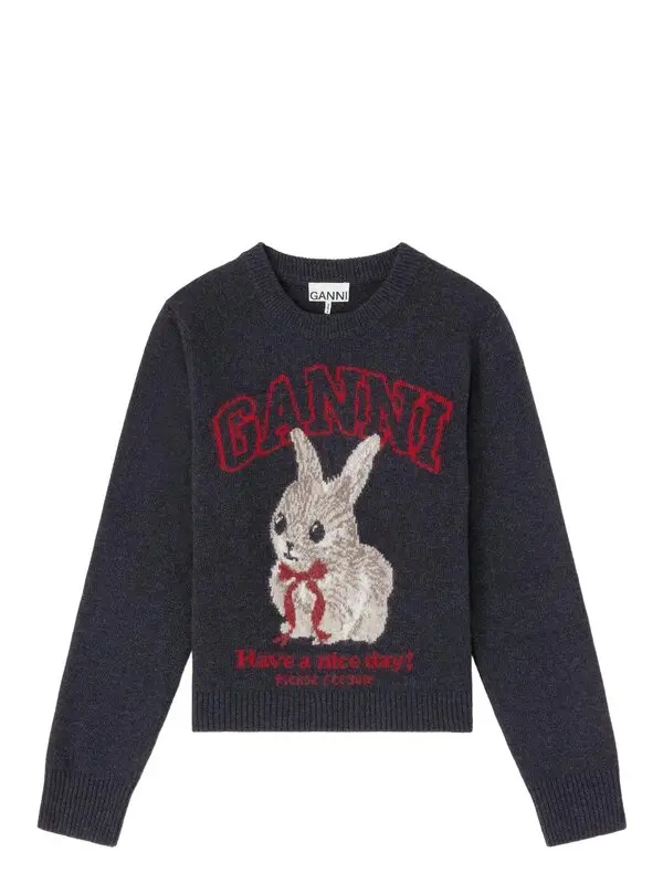 GANNI Wool Crewneck Sweater - Multicolor