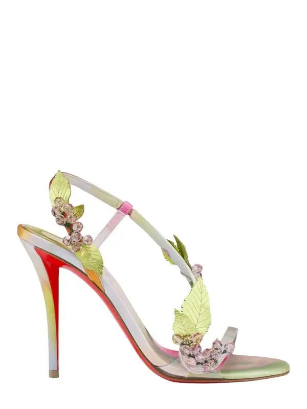 CHRISTIAN LOUBOUTIN Botanica Print Crepe Satin And Laminated Nappa Leather Posa Rosa Sandals - Multicolor