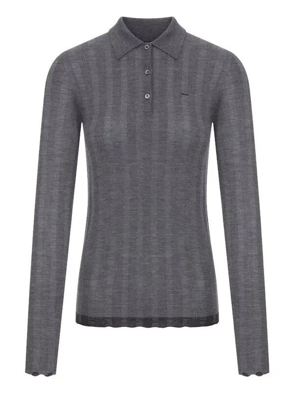 Prada Ribbed Knit Polo Shirt - Multicolor
