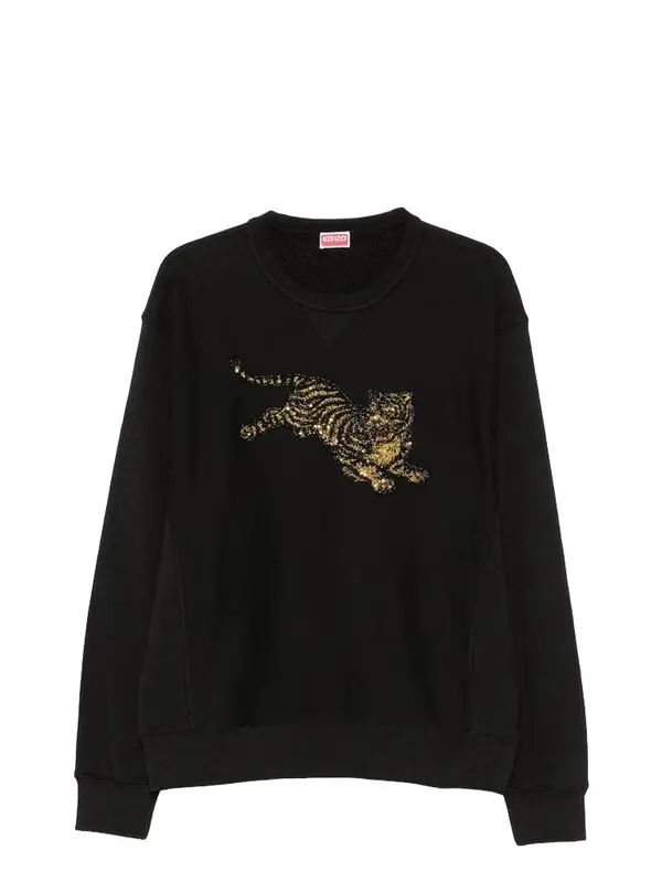 Kenzo Sequin-embellished Tiger Motif Sweatshirt - Black