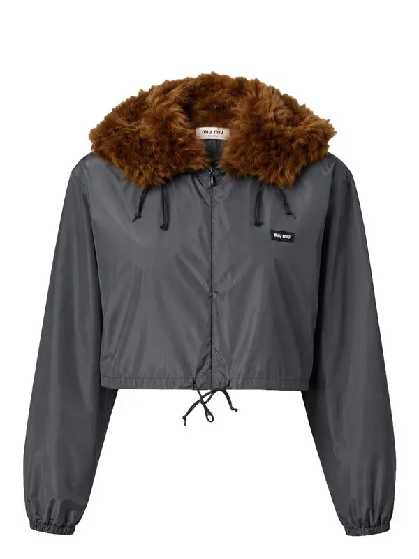 Miu Miu Technical Fabric And Shearling Windbreaker - Multicolor