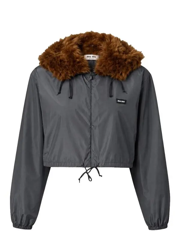 Miu Miu Technical Fabric And Shearling Windbreaker - Multicolor