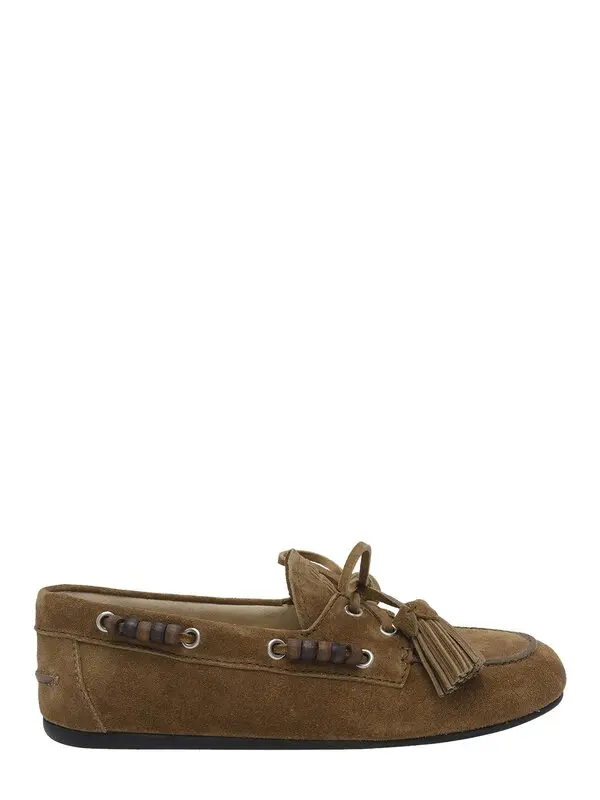 Miu Miu Suede Deck Loafers - Brown
