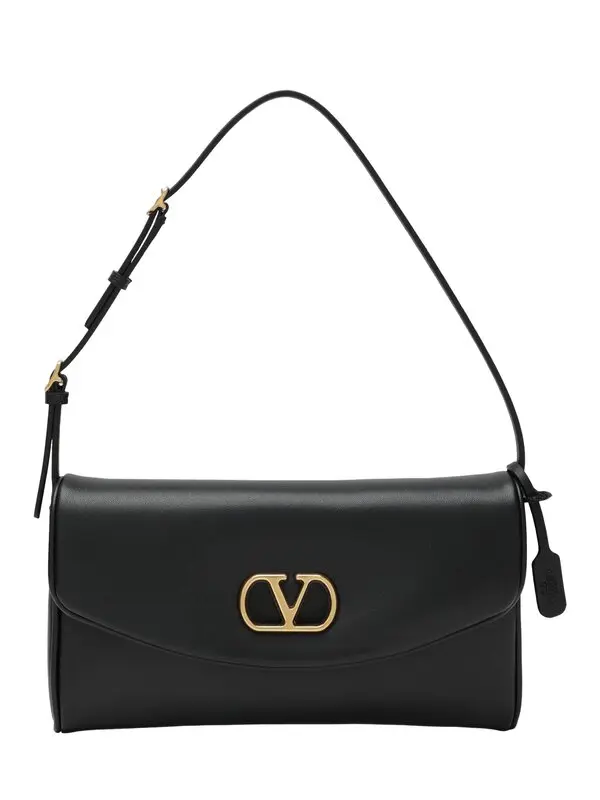 Valentino Garavani Small Devain Leather Shoulder Bag - Black