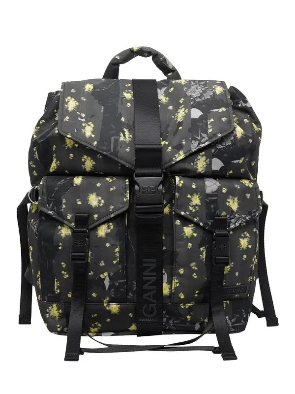 GANNI Re-tech Printed Backpack - Gray
