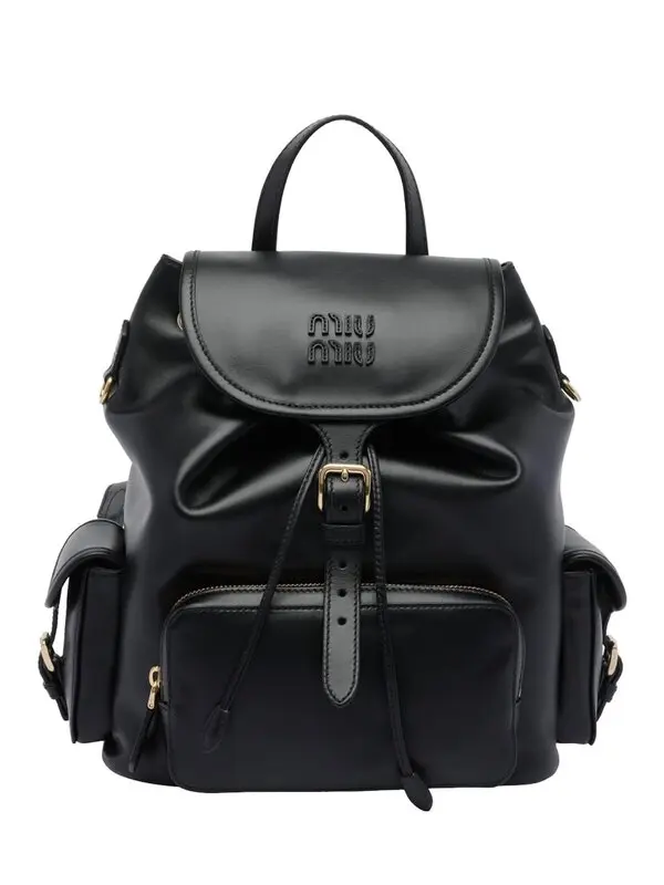 Miu Miu Logo Backpack - Black