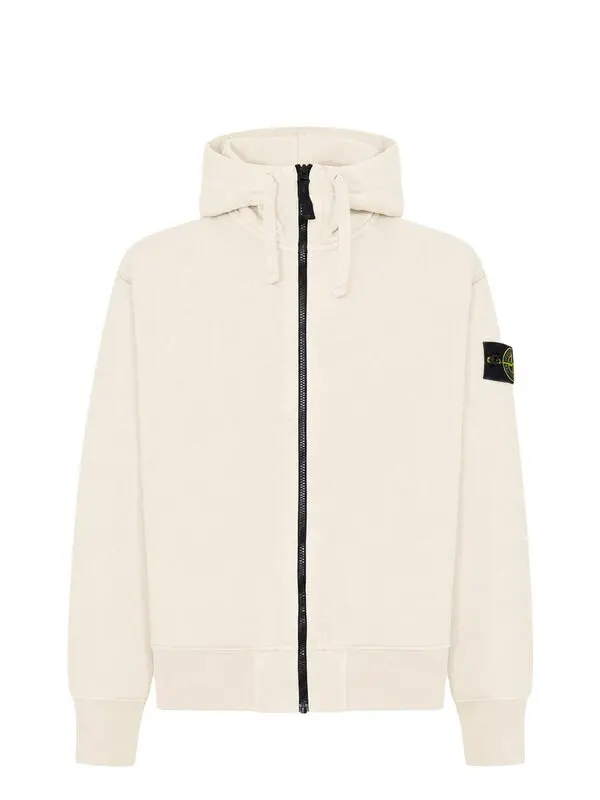 Stone Island Cotton Zip-up Hoodie - Cream