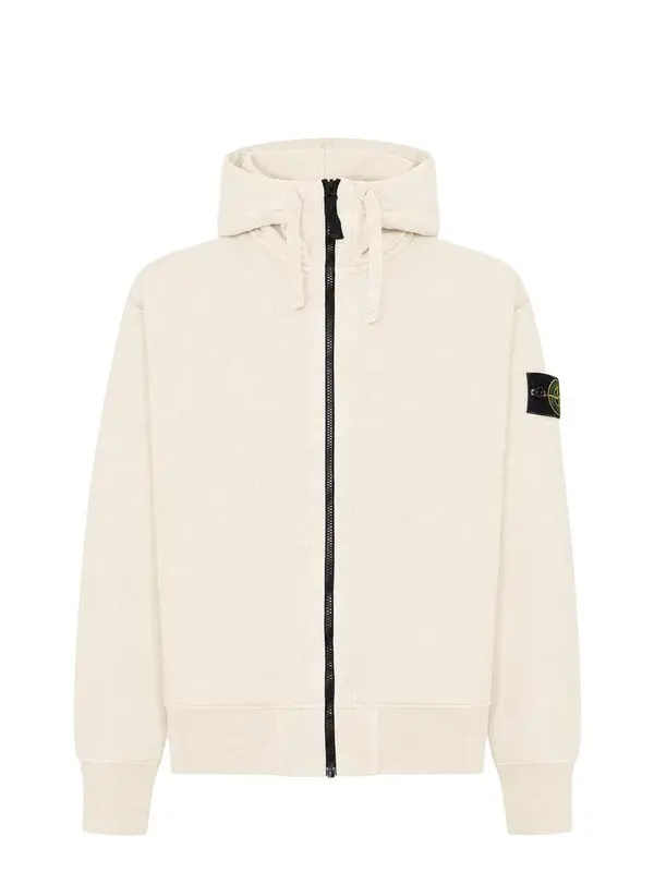 Stone Island Cotton Zip-up Hoodie - Cream