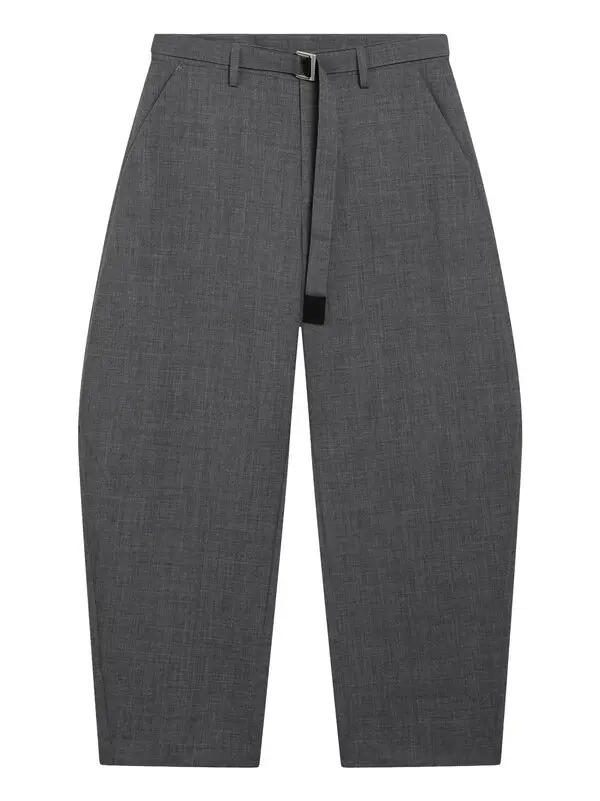 Sacai Grey Wool Trousers With Belt - Gray