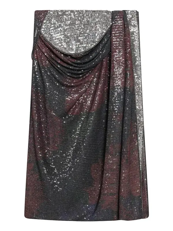 MAISON MARGIELA Printed Draped Sequin Maxi Skirt - Multicolor