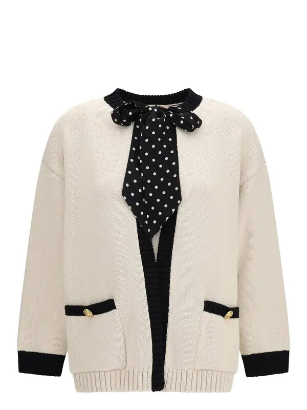 Valentino Garavani Polka-dot Bow Cardigan - Cream