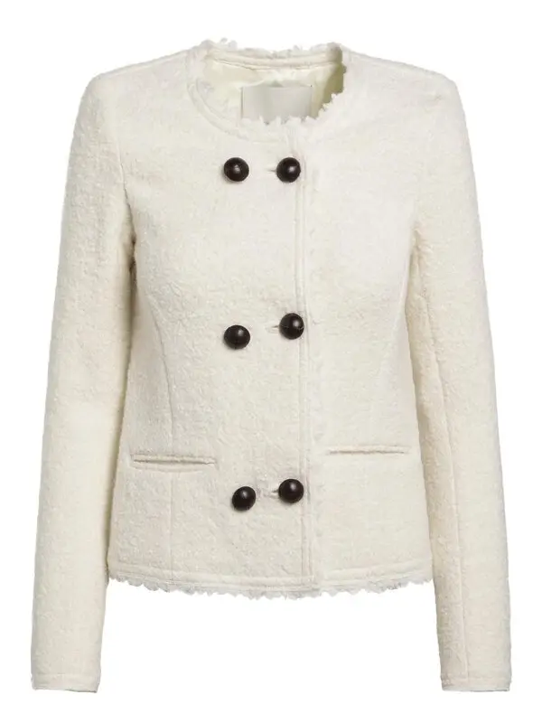 Isabel Marant Étoile Boucle Jacket With Fringed Trim - White