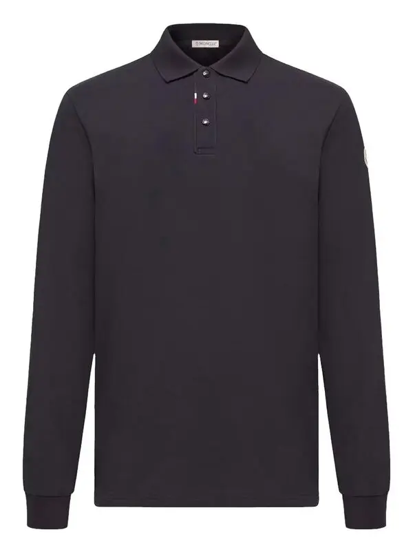 Moncler Cotton Piqué Polo Shirt With Logo - Blue