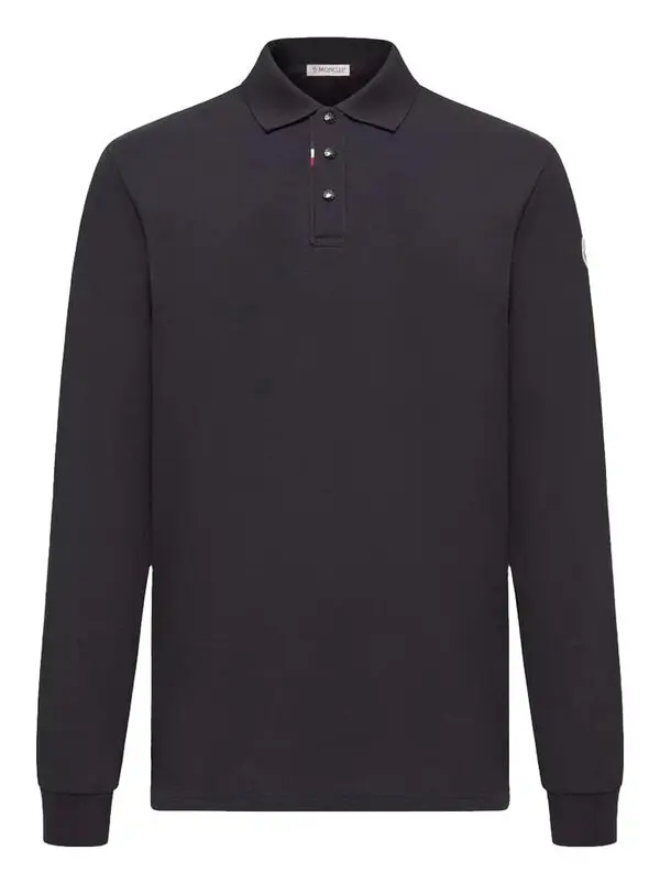 Moncler Cotton Piqué Polo Shirt With Logo - Blue