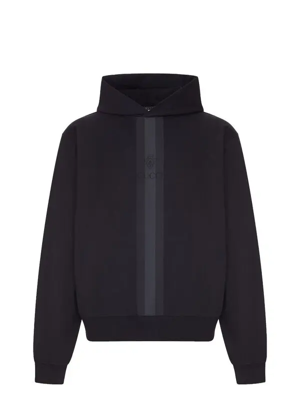 Gucci Cotton Hoodie With Tonal Web Stripe - Black