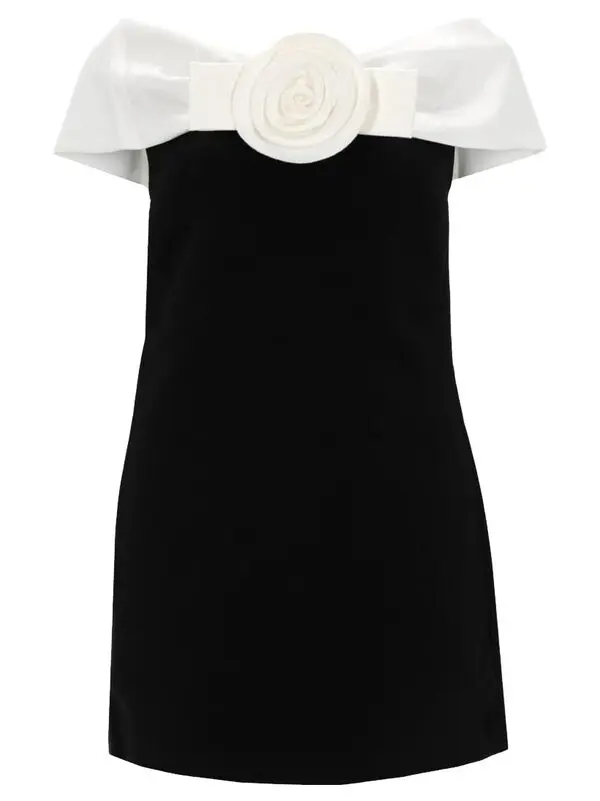 SELF-PORTRAIT Mini Dress With Flower Detail - Black