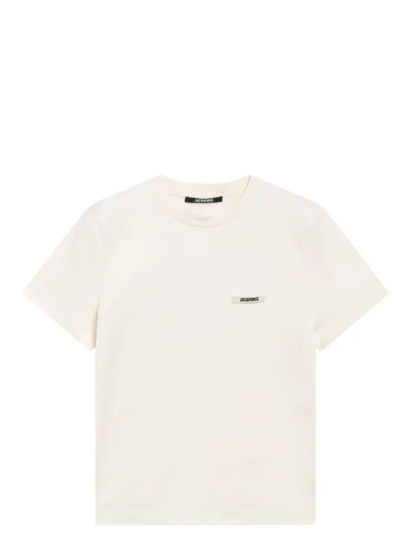 Jacquemus Fitted T-shirt With Grosgrain Logo - Cream