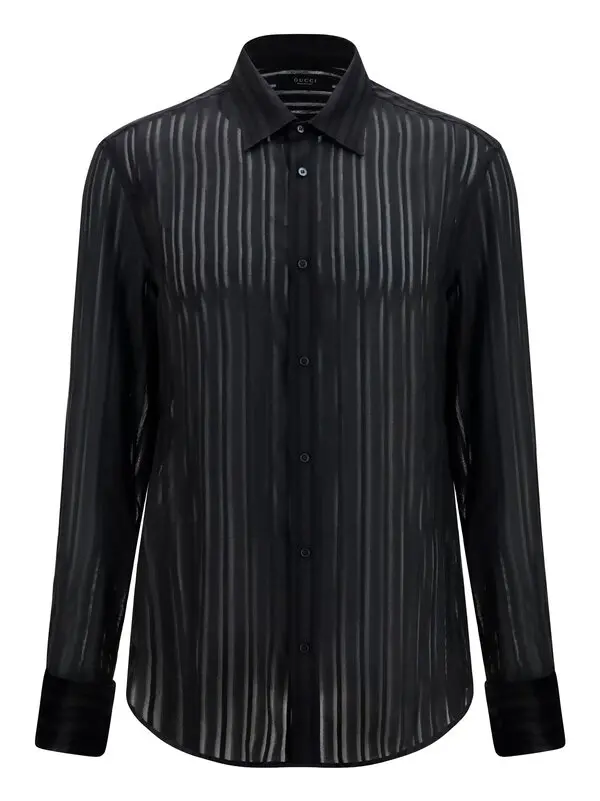 Gucci Striped Silk Gauze Shirt - Black