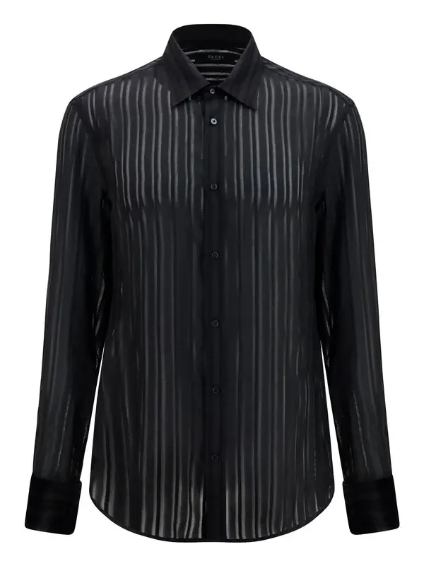 Gucci Striped Silk Gauze Shirt - Black