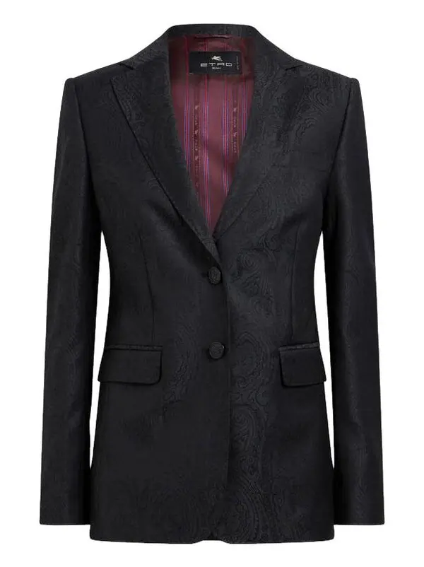 Etro Paisley Jacquard Wool Jacket - Black