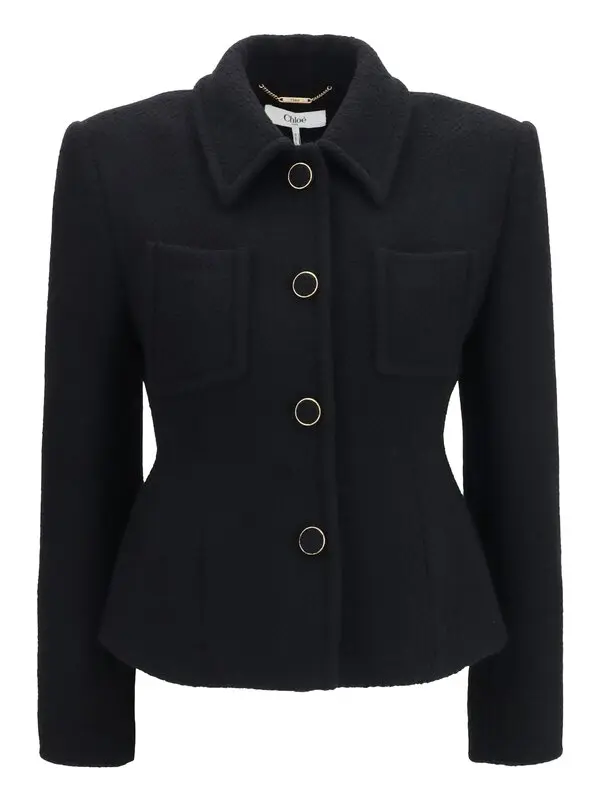 Chloé Cropped Single-breasted Blazer With Fabric Buttons - Black