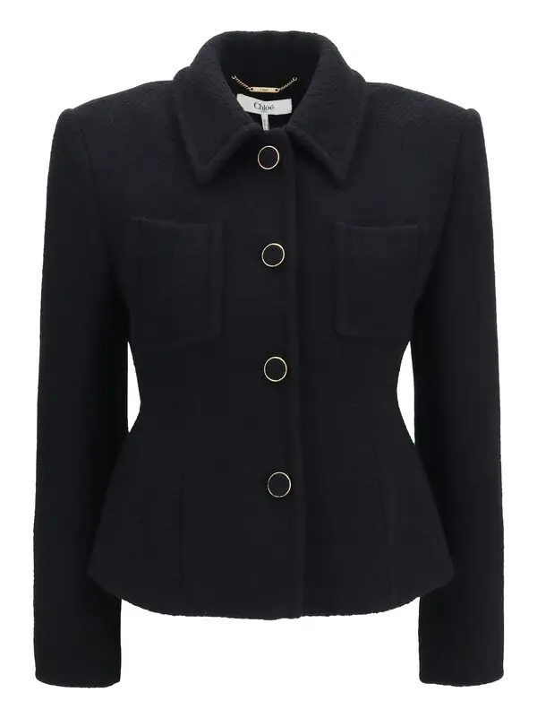 Chloé Cropped Single-breasted Tweed Blazer - Black